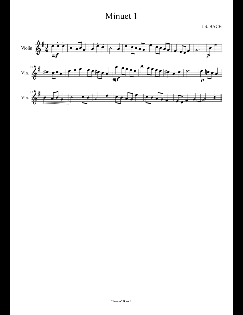 Minuet 1 sheet music download free in PDF or MIDI