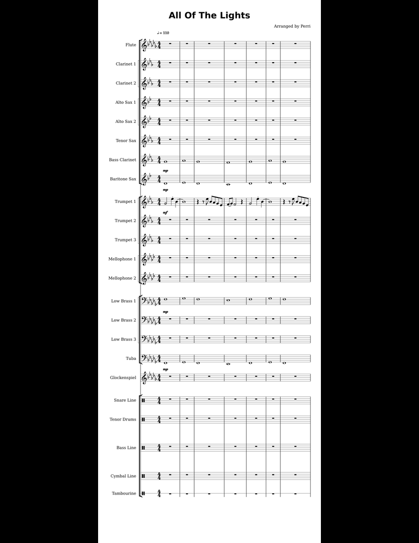 All Of The Lights sheet music for Flute, Clarinet, Alto Saxophone ...