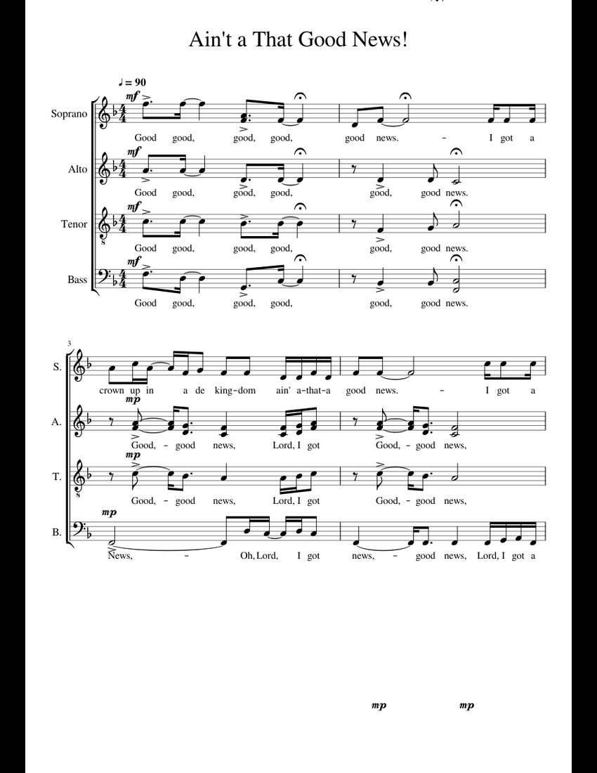 Ain t a That Good News sheet music for Voice download free in PDF or MIDI