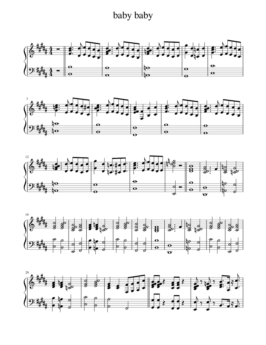 baby_baby Sheet music for Piano (Solo) | Musescore.com