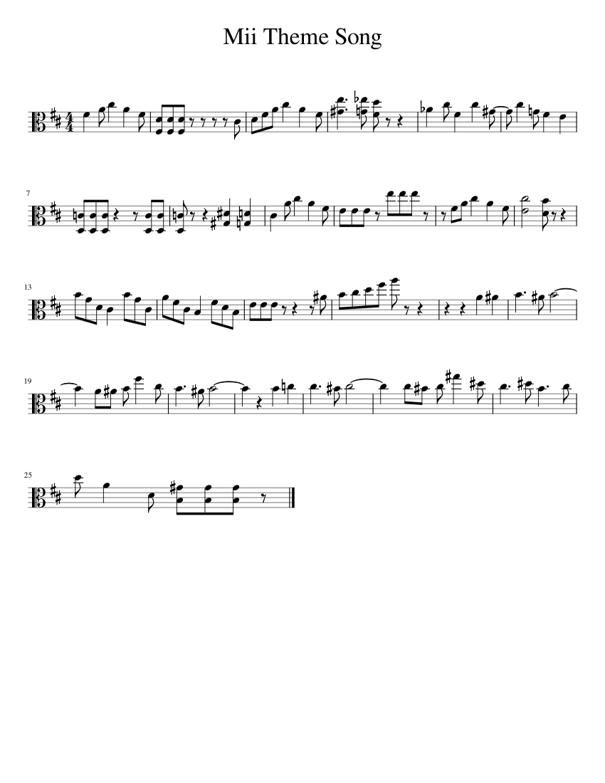 Mii Theme Song Sheet music for Viola (Solo) | Musescore.com