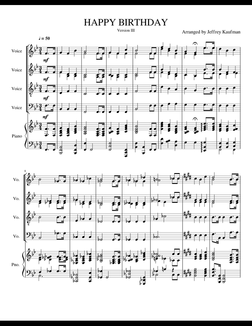 HAPPY BIRTHDAY sheet music for Piano, Voice download free in PDF or MIDI