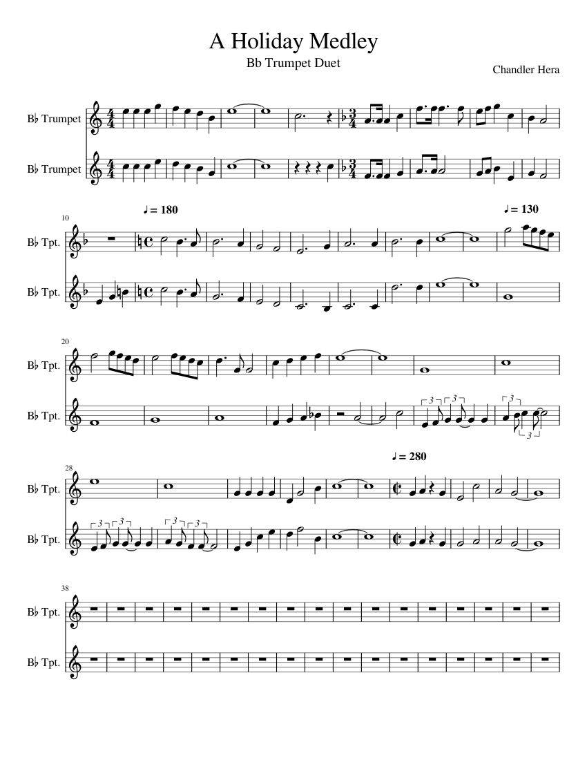 A Holiday Medley Trumpet duet Sheet music for Trumpet (In B Flat ...