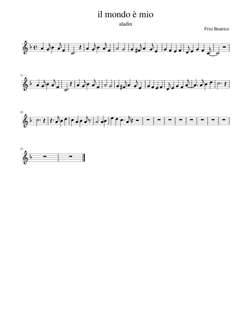 il mondo è mio Sheet music for Piano | Download free in PDF or MIDI ...