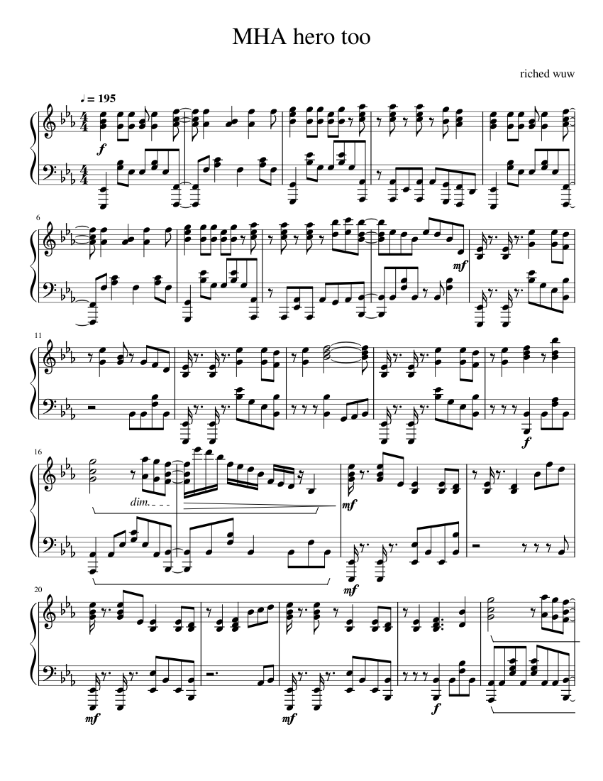 I am a Hero too Sheet music for Piano (Solo) | Musescore.com