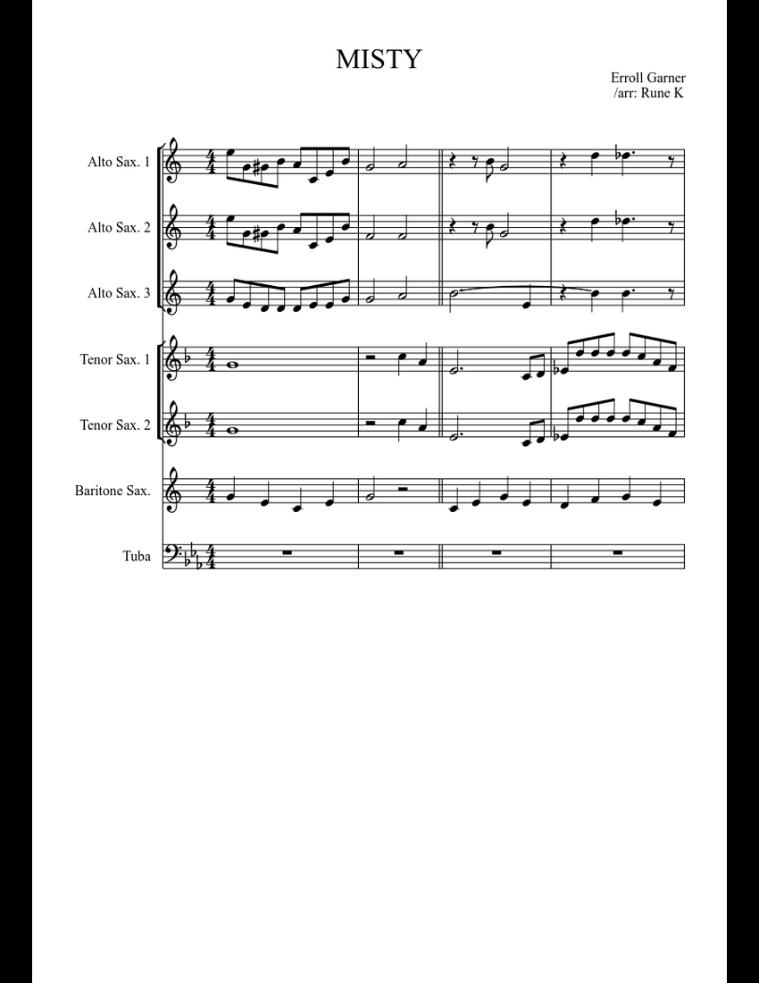 MISTY sheet music download free in PDF or MIDI