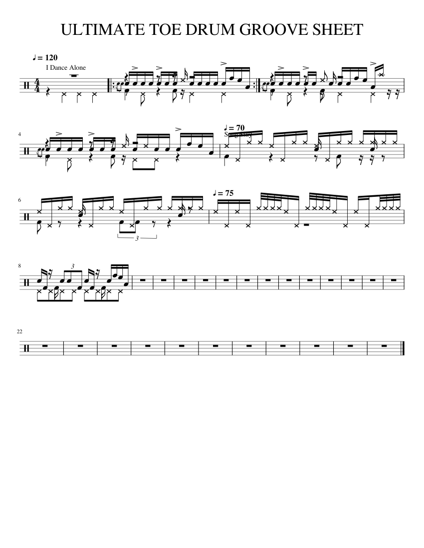ULTIMATE TOE DRUM GROOVE SHEET Sheet music for Drum Group (Percussion Ensemble) | Musescore.com
