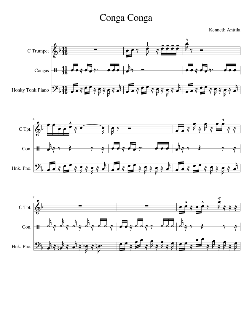 Conga Conga Sheet music for Trumpet (In C), Conga, Piano (Mixed Trio ...