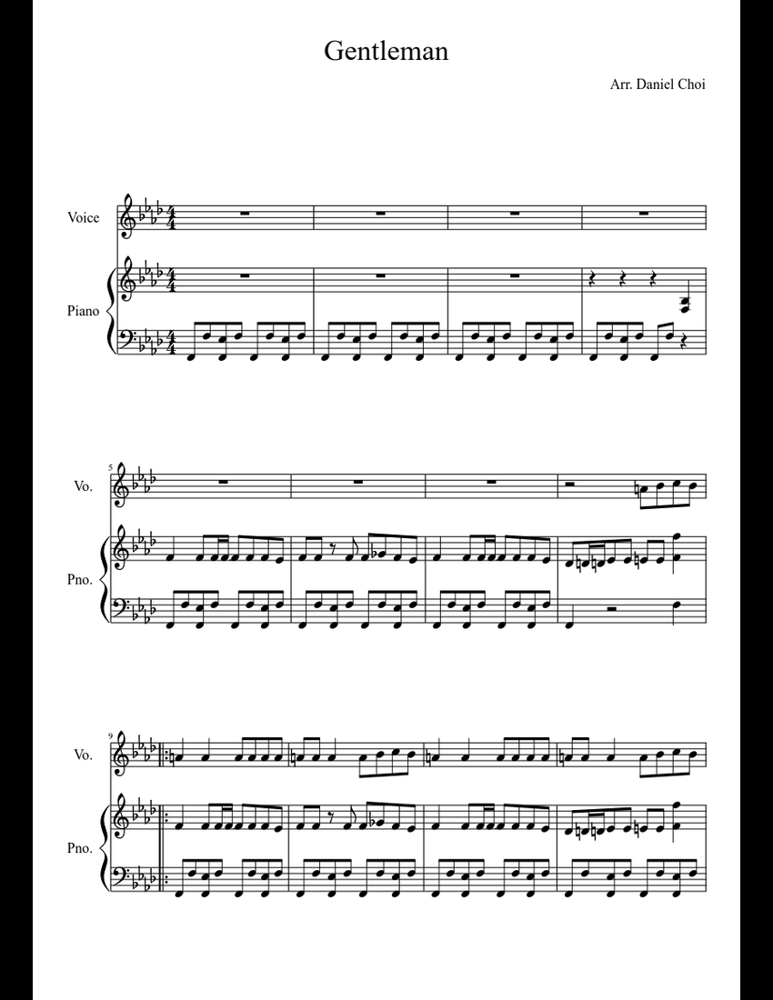 Gentleman sheet music download free in PDF or MIDI