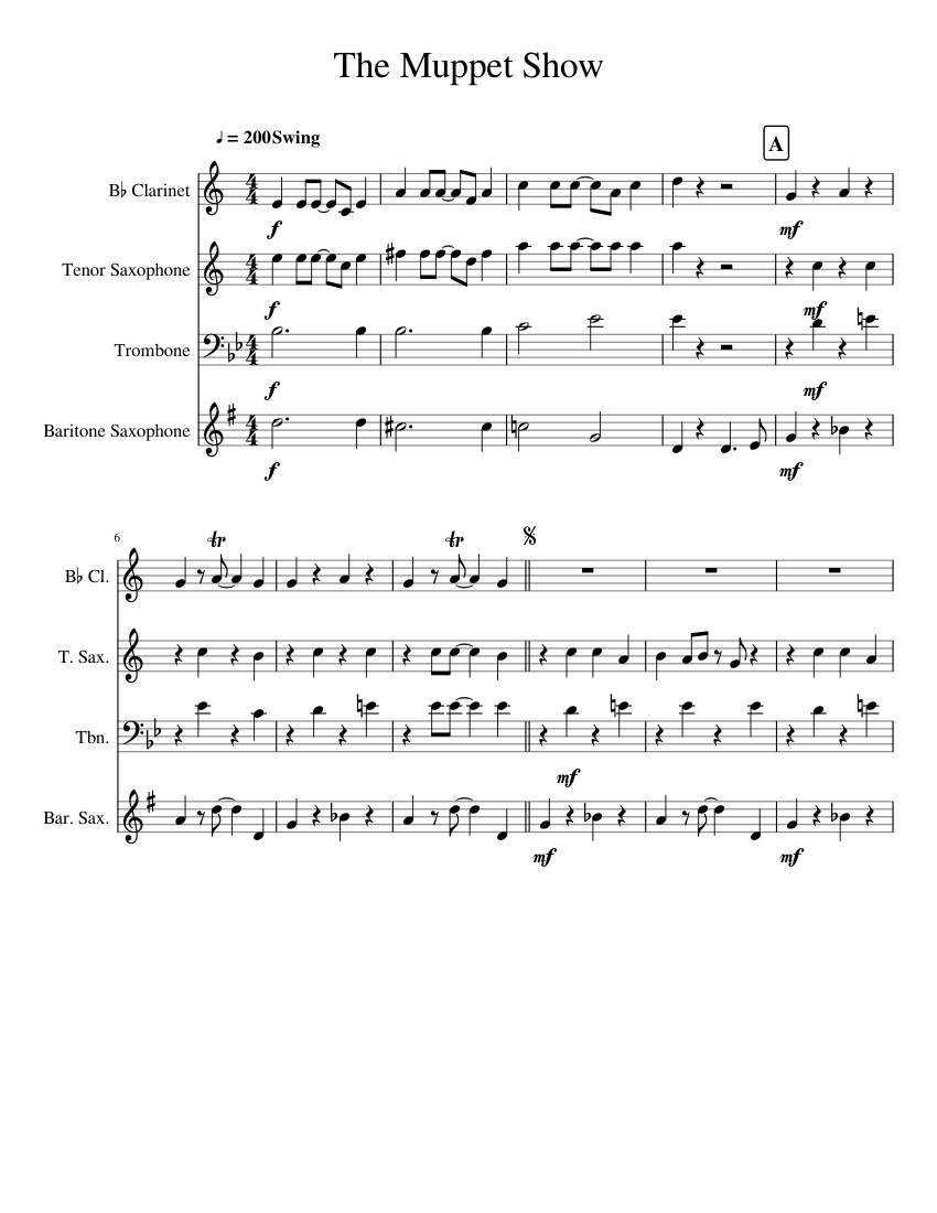 The Muppet ShowTRIO Sheet music for Trombone, Clarinet (In B Flat ...