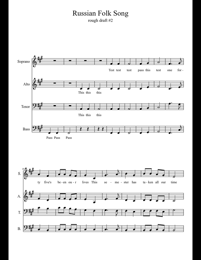 Russian Folk Song W/Lyrics sheet music download free in PDF or MIDI