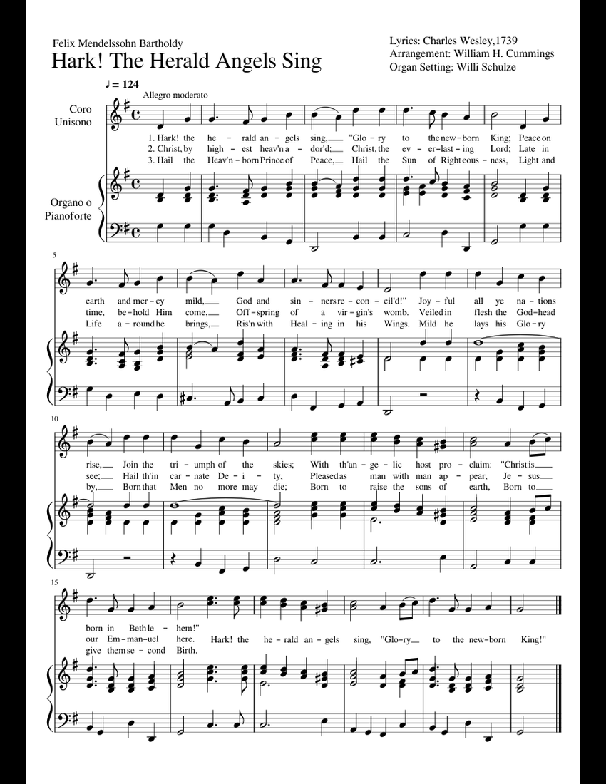 Hark! The Herald Angels Sing For Piano and Vocals sheet music for Piano, Voice download free in ...