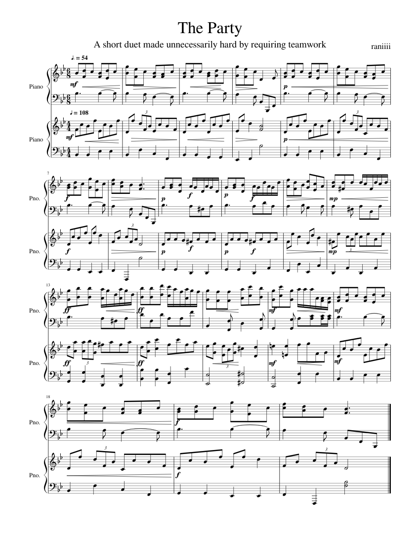The Party Sheet music for Piano (Piano Duo) | Musescore.com