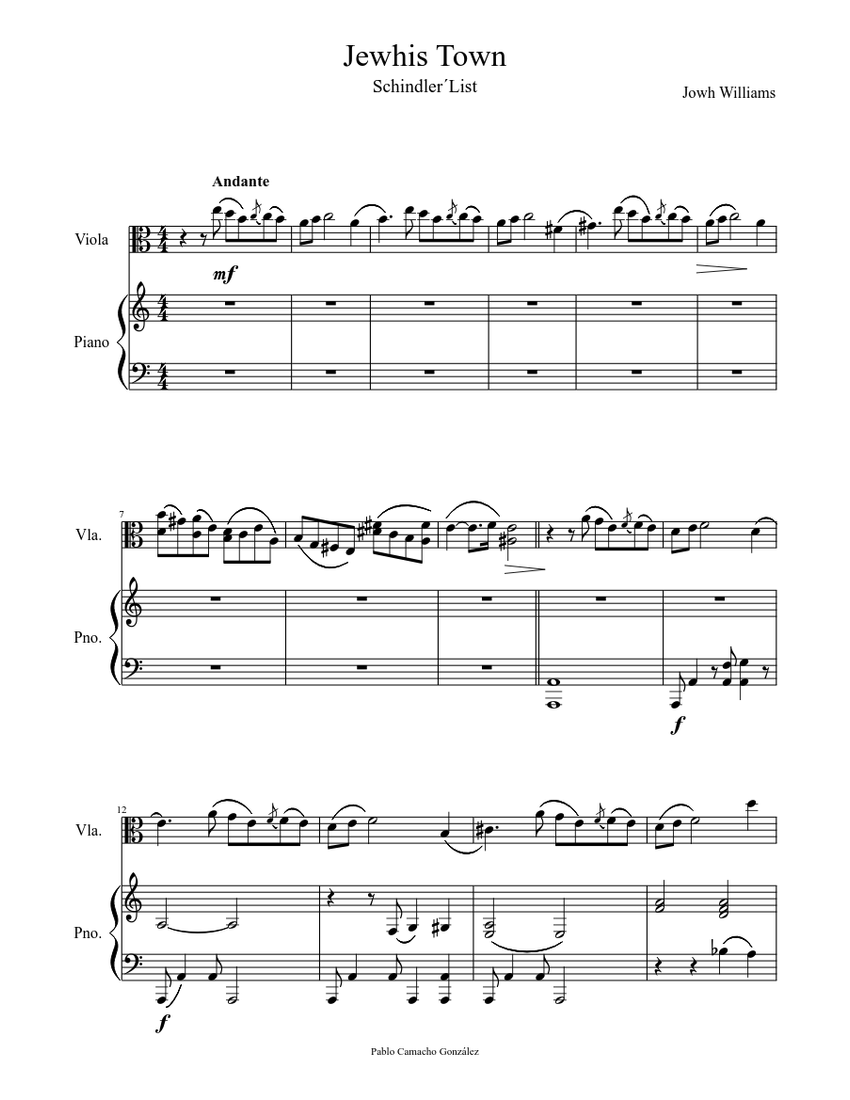 Jewish town Sheet music | Download free in PDF or MIDI | Musescore.com