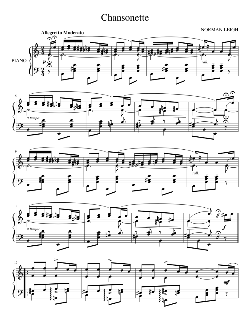 Chansonette (1915) Sheet music for Piano (Solo) | Musescore.com