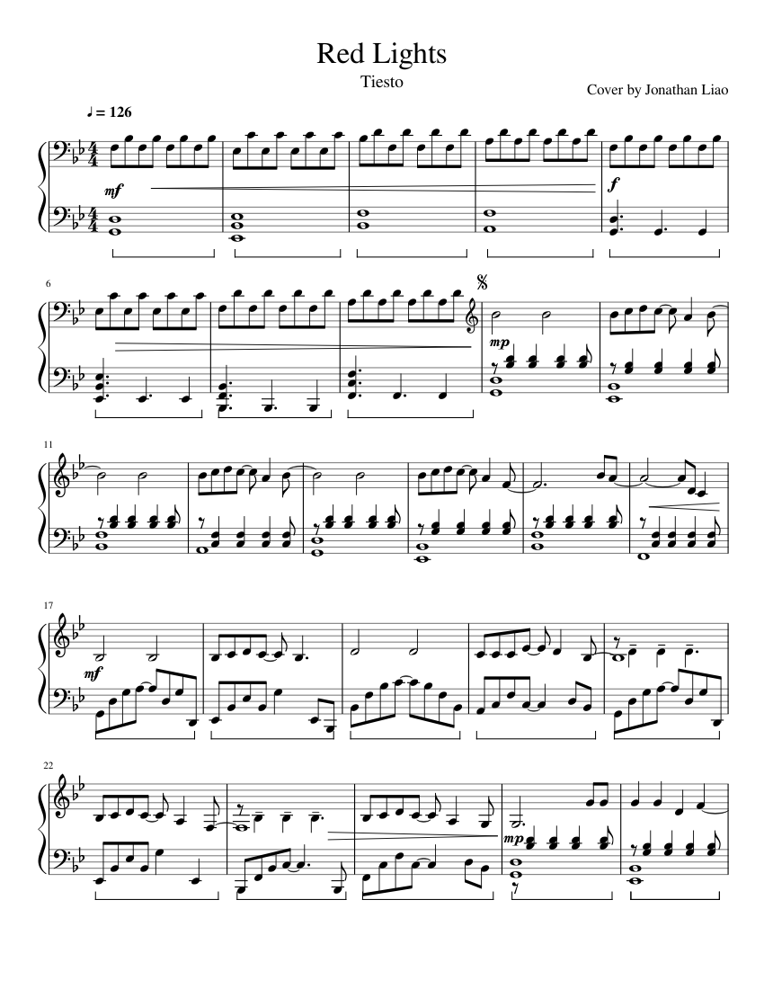 Red Lights - Piano Cover Sheet music for Piano | Download free in PDF ...