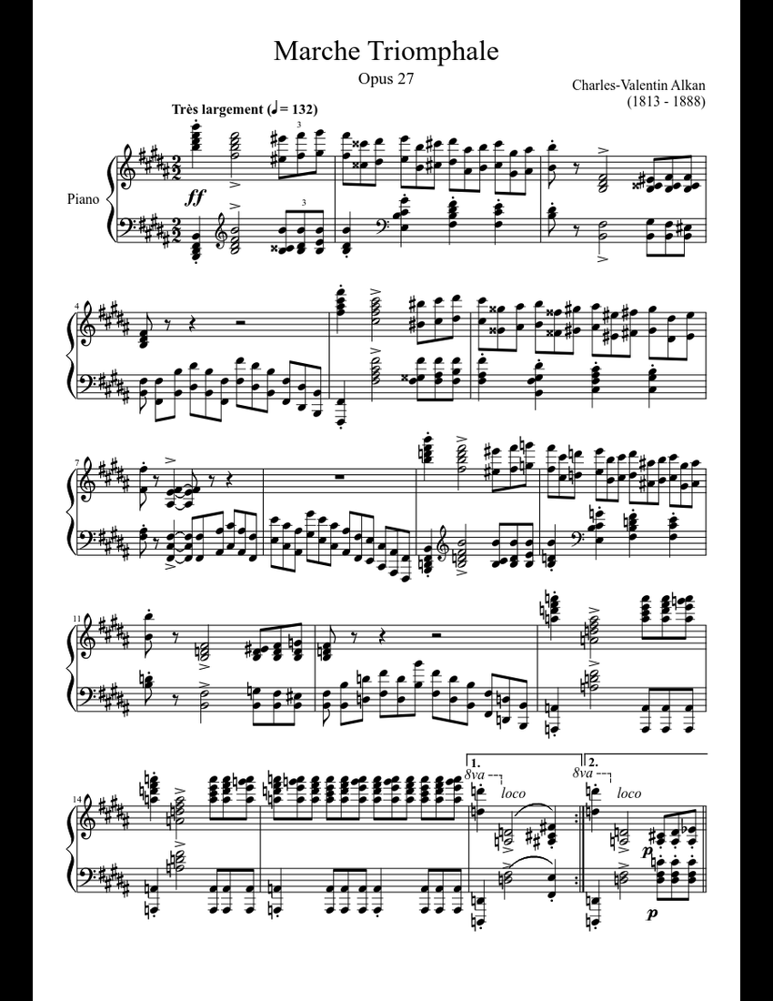 Marche Triomphale, Opus 27 in B Major sheet music download free in PDF ...