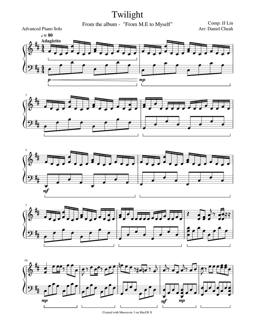 Twilight - JJ Lin Sheet music for Piano (Solo) | Musescore.com
