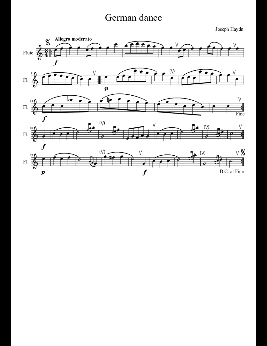 Haydn - German dance sheet music download free in PDF or MIDI