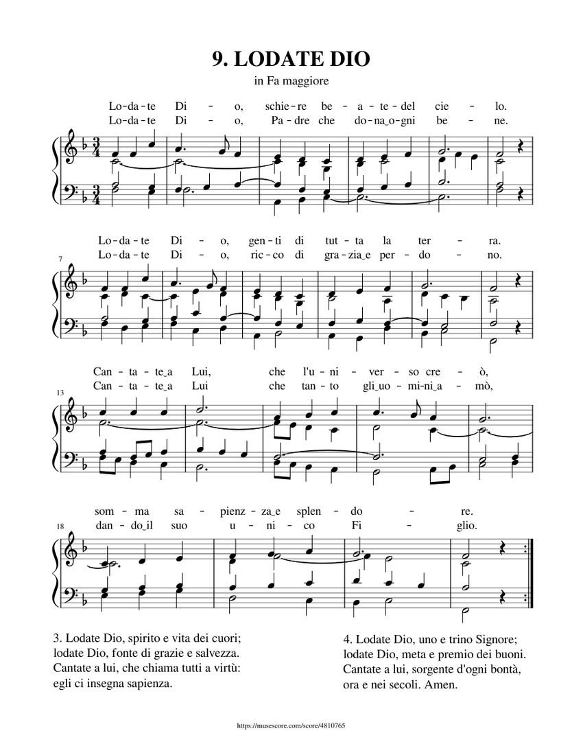 9. LODATE DIO Sheet music for Organ | Download free in PDF or MIDI ...