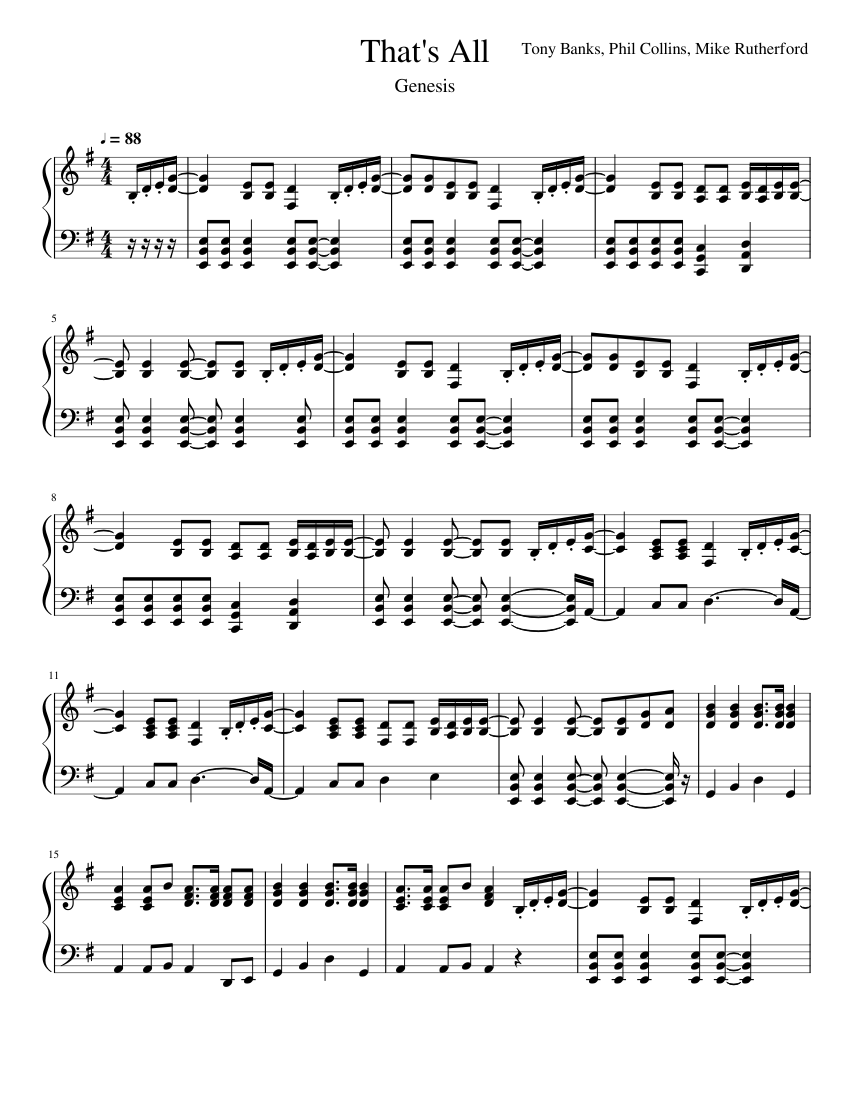 Genesis, That's All (Piano) sheet music for Piano download free in PDF ...
