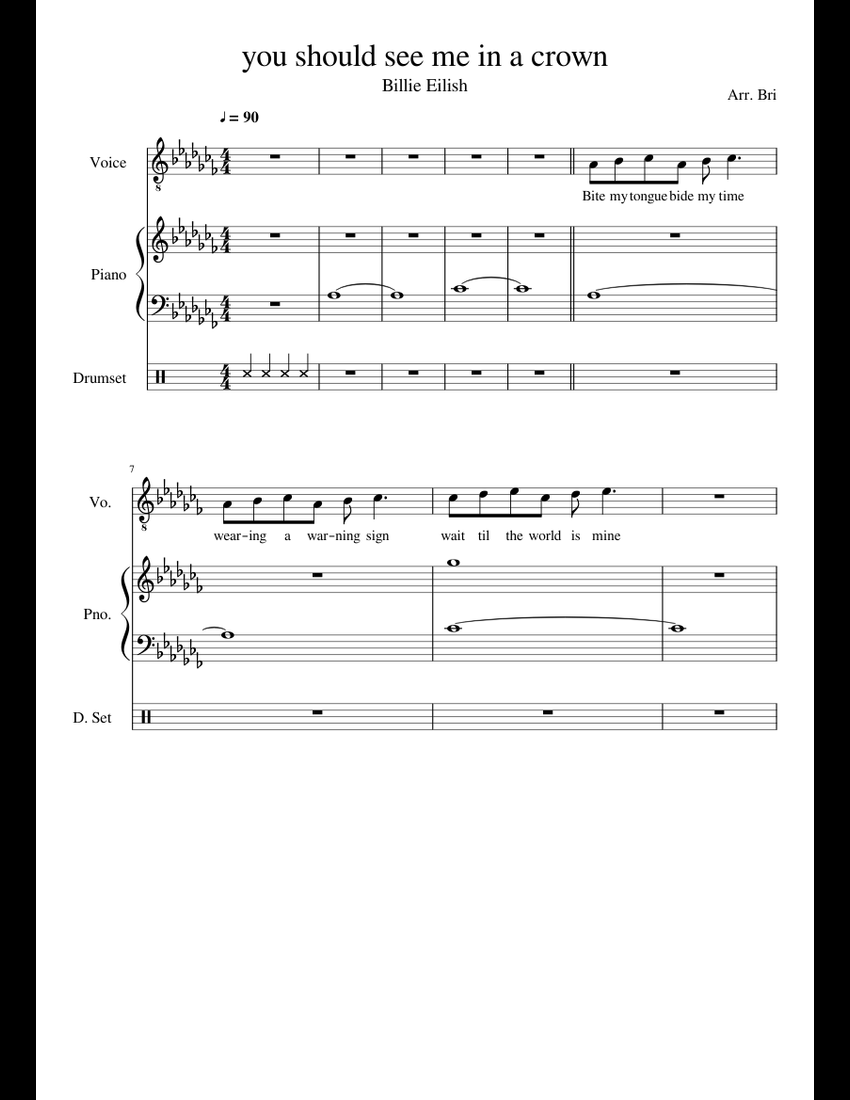 you should see me in a crown - billie eilish sheet music for Piano ...
