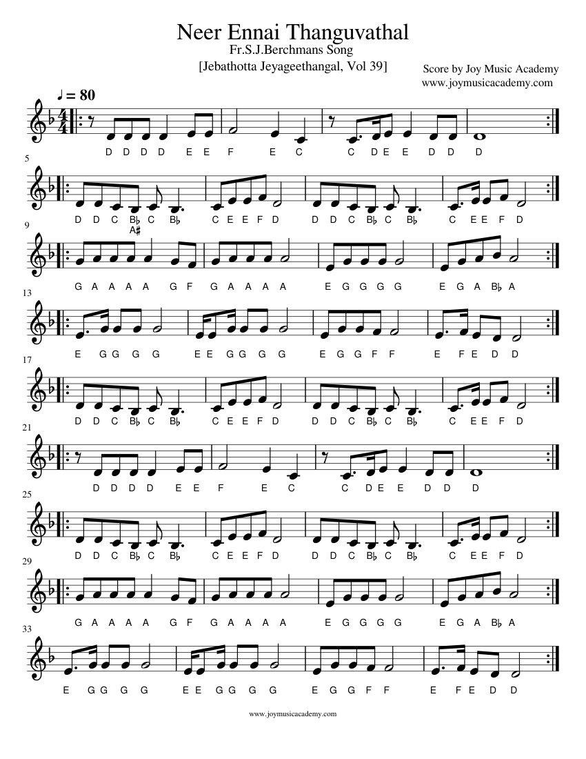 Neer Ennai Thanguvathal Keyboard Notes Tamil Christian Song Sheet Music Neer Ennai Thanguvathal Keyboard Notes Tamil Christian Song Sheet Music