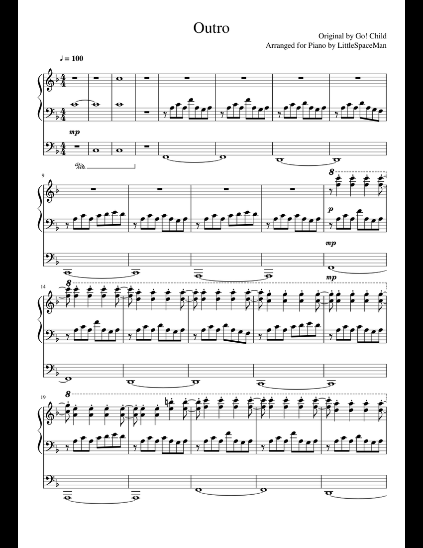 Outro sheet music for Piano download free in PDF or MIDI