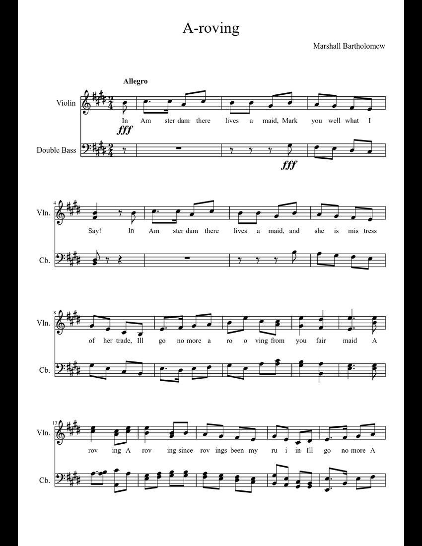 A-Roving-Choral Version sheet music download free in PDF or MIDI