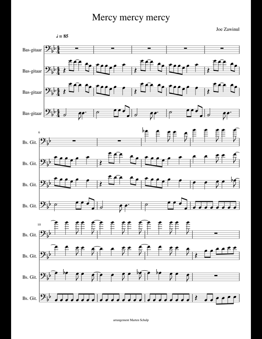 Mercy mercy mercy sheet music for Bass download free in PDF or MIDI