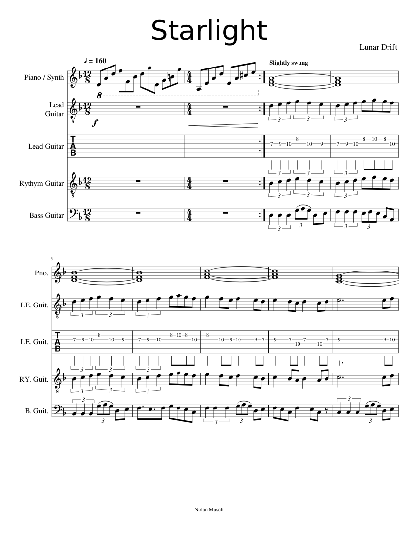 Starlight Sheet music for Piano, Guitar, Bass (Piano Sextet ...