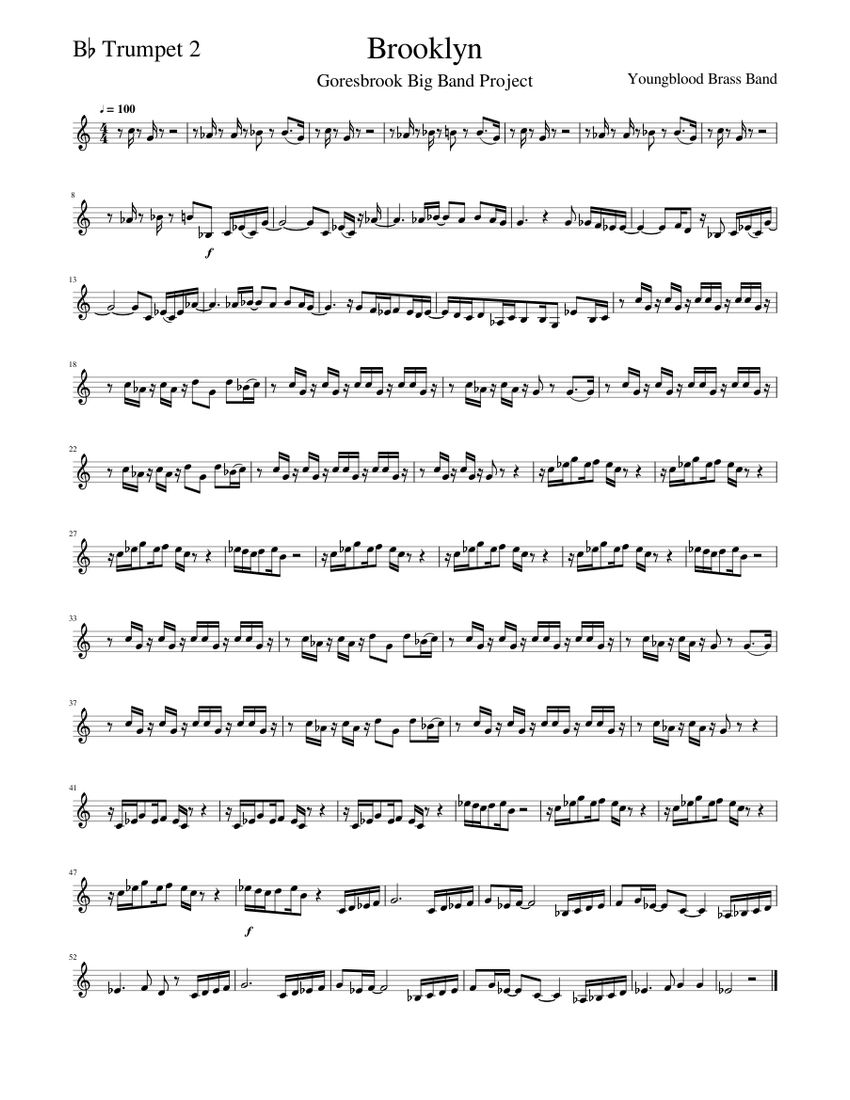 Brooklyn - Bb Trumpet 2 Sheet music for Trumpet (In B Flat) (Solo) | Musescore.com