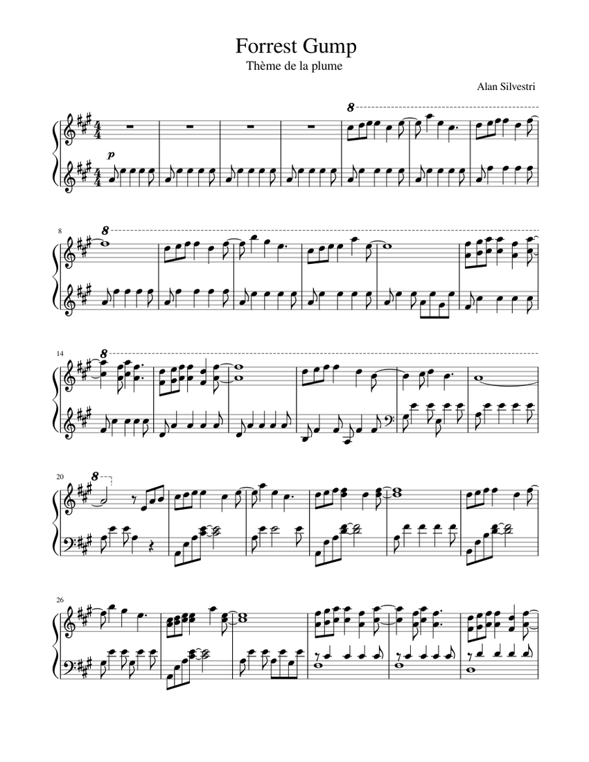 Forrest Gump Sheet music for Piano | Download free in PDF or MIDI ...