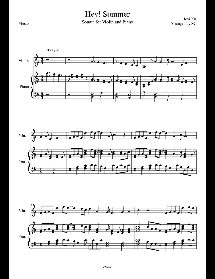 Hey! Summer-Variations sheet music download free in PDF or MIDI