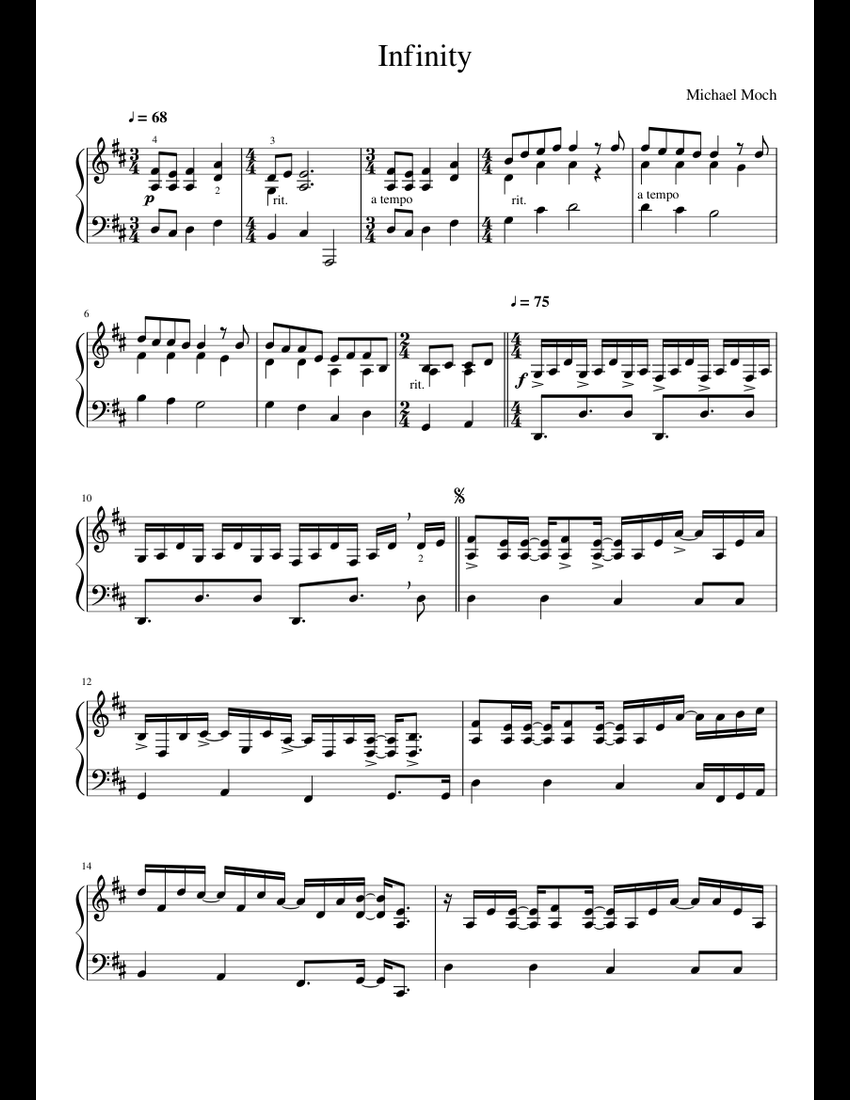 Infinity sheet music for Piano download free in PDF or MIDI