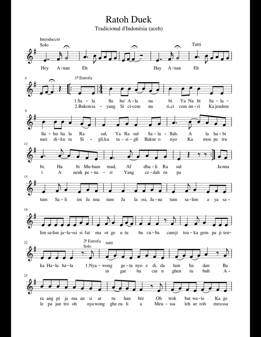 Ratoh Duek sheet music for Voice download free in PDF or MIDI