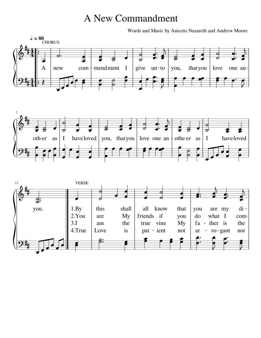 A New Commandment (Hynm) sheet music for Piano download free in PDF or MIDI