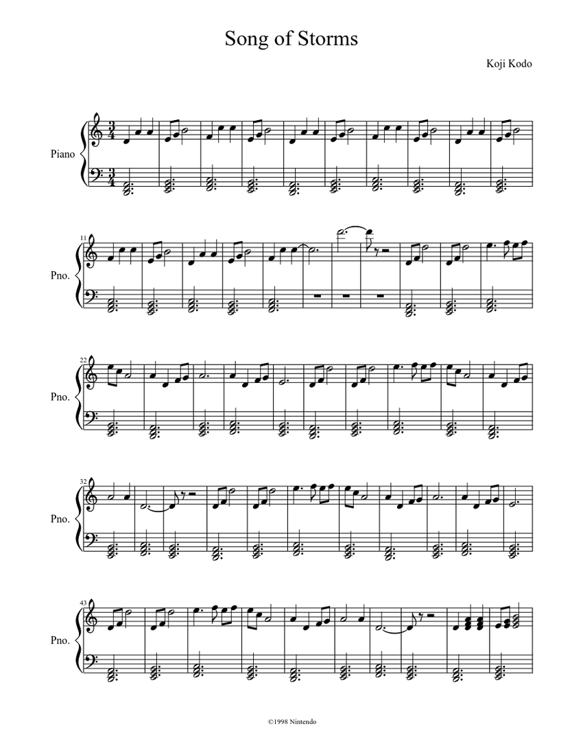 Song of Storms Sheet music for Piano (Solo) | Musescore.com