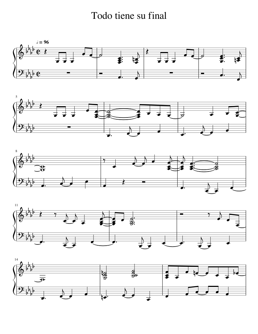 Todo tiene su final sheet music for Piano download free in PDF or MIDI