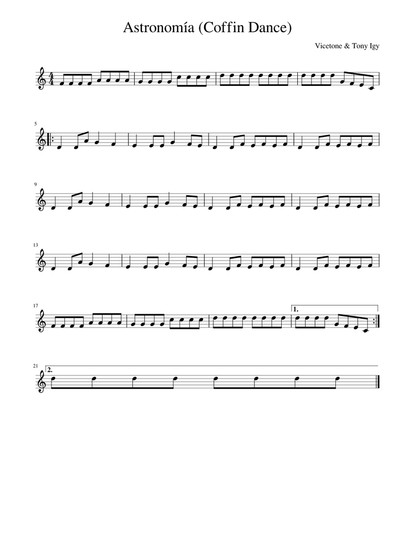 The Coffin Dance Sheet music for Piano (Solo) | Musescore.com