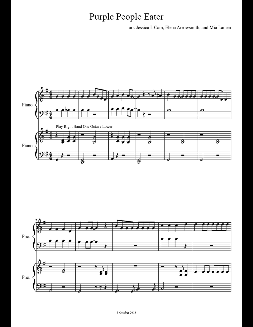 Purple People Eater sheet music download free in PDF or MIDI