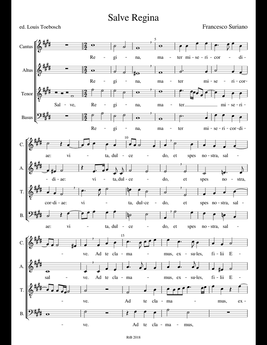 Salve Regina (Suriano) sheet music for Voice download free in PDF or MIDI