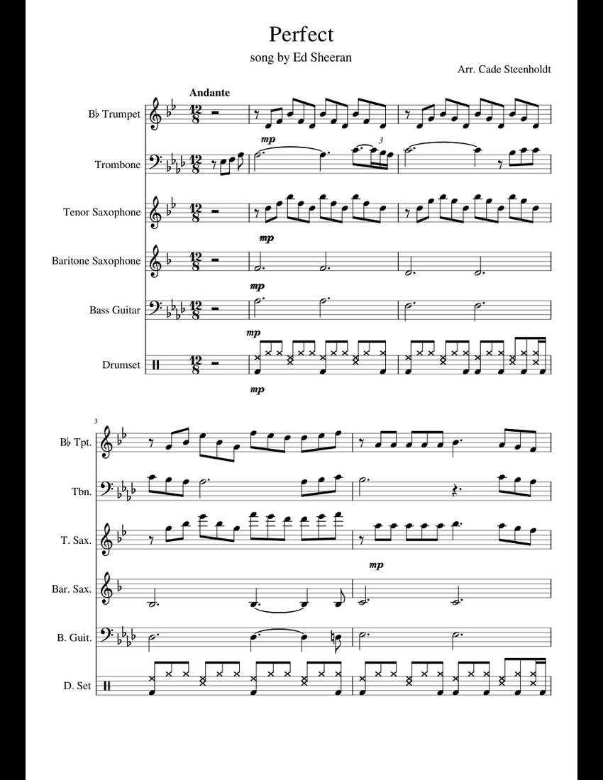 Perfect sheet music for Trumpet, Trombone, Tenor Saxophone, Baritone Saxophone download free in ...