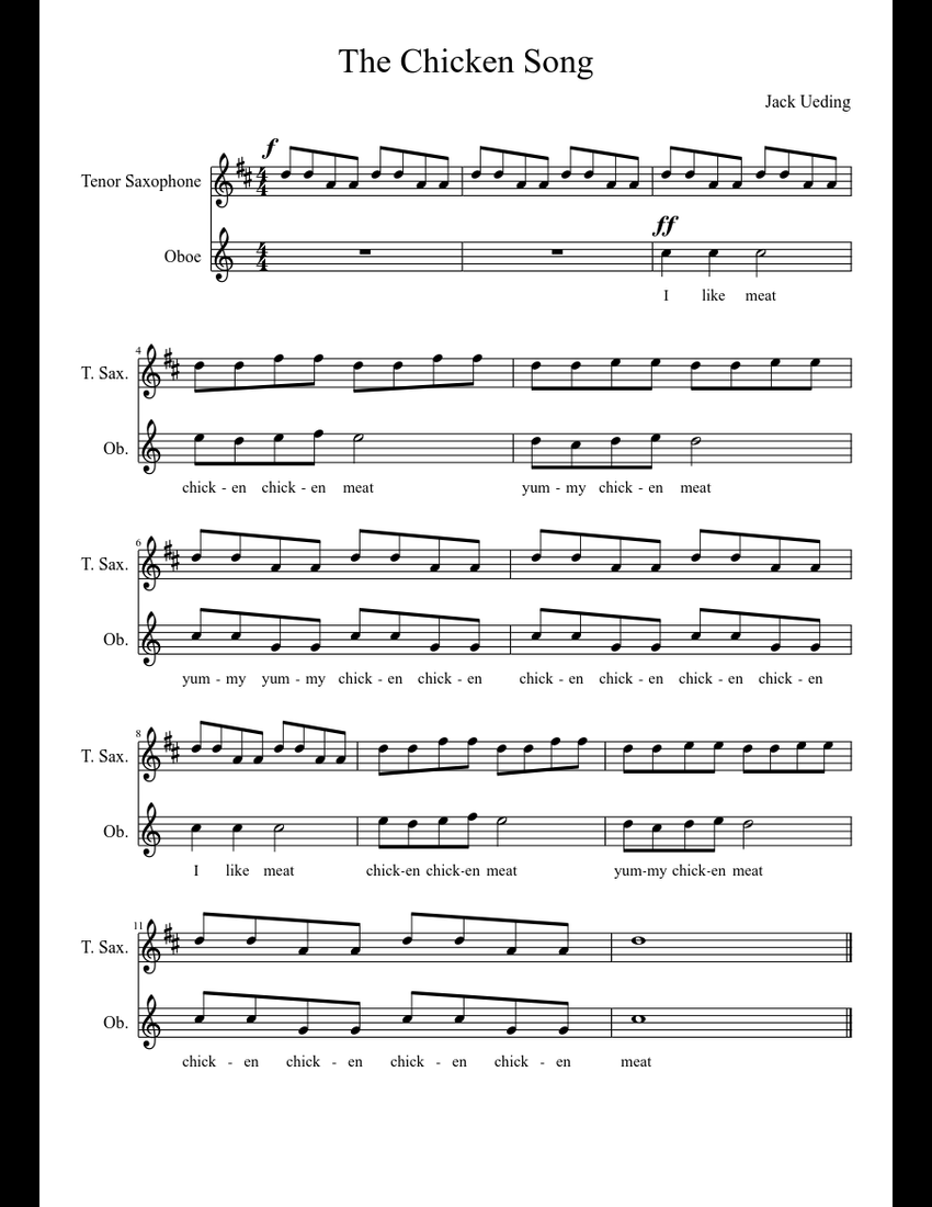 The Chicken Song sheet music download free in PDF or MIDI
