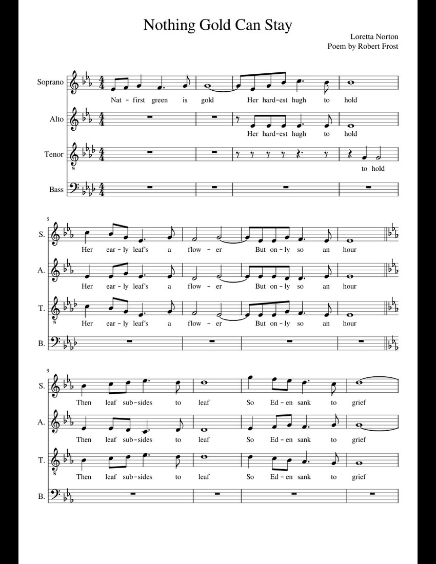Nothing Gold Can Stay sheet music for Voice download free in PDF or MIDI