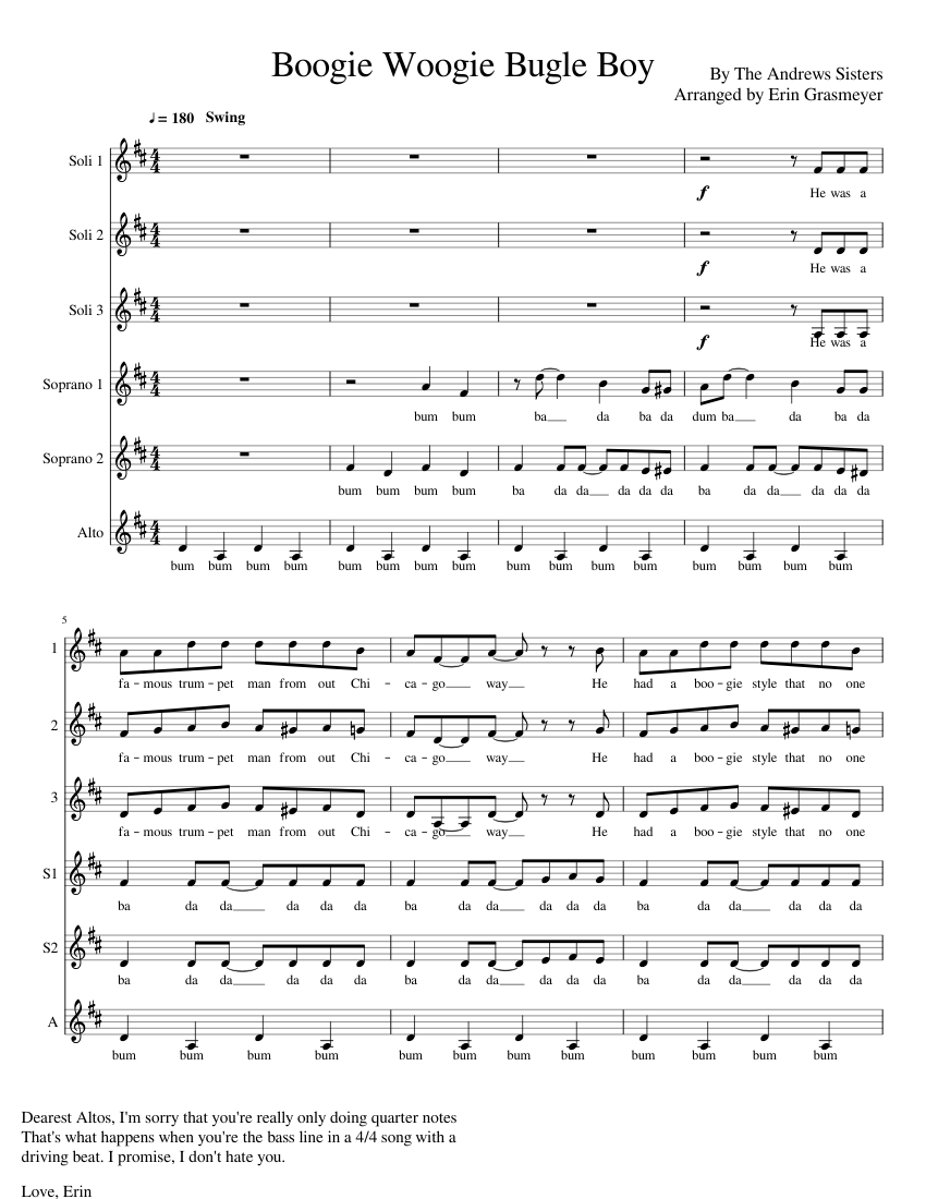 Boogie Woogie Bugle Boy Sheet music for Piano | Download free in PDF or MIDI | Musescore.com