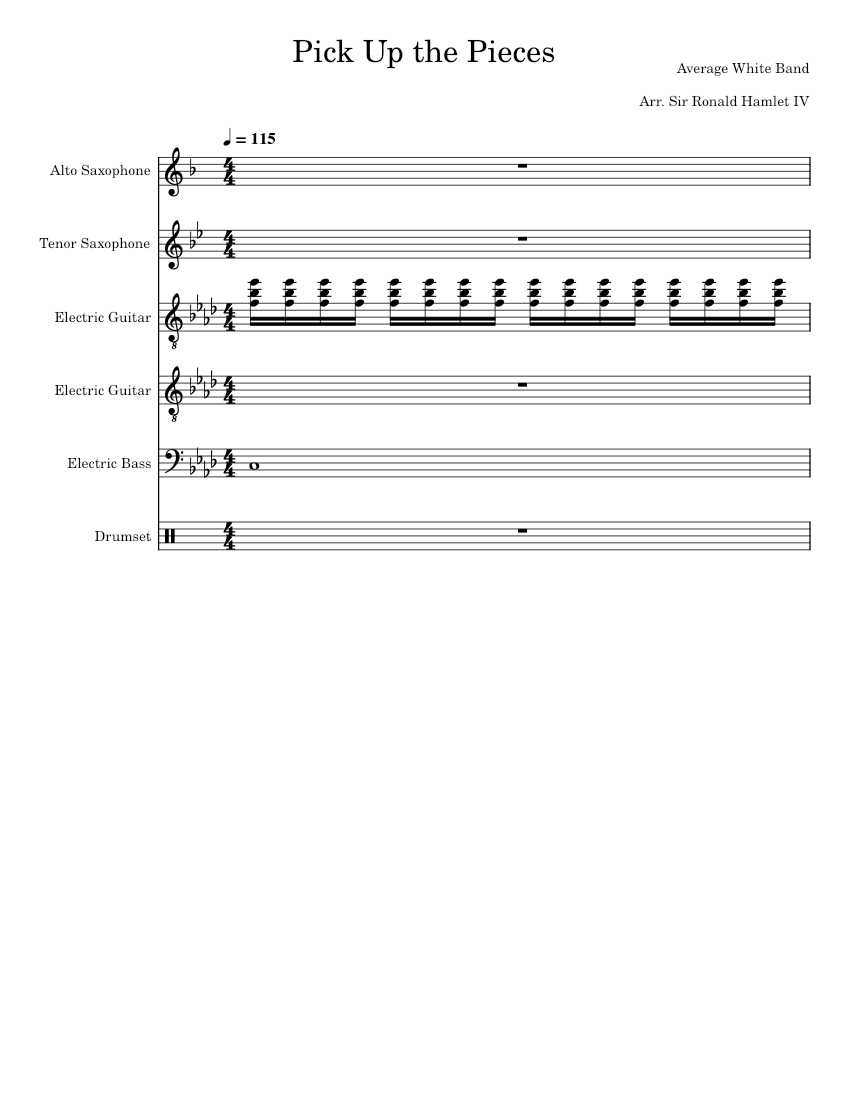 Pick Up the Pieces sheet music for Alto Saxophone, Tenor Saxophone ...