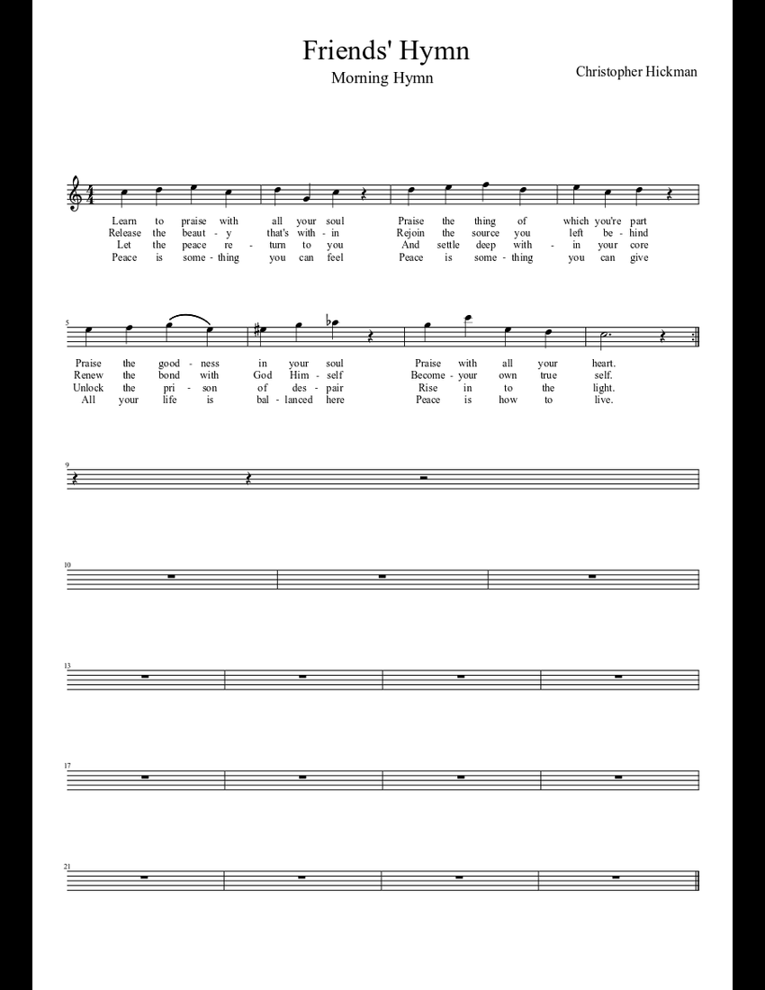 Friends' Hymn sheet music download free in PDF or MIDI