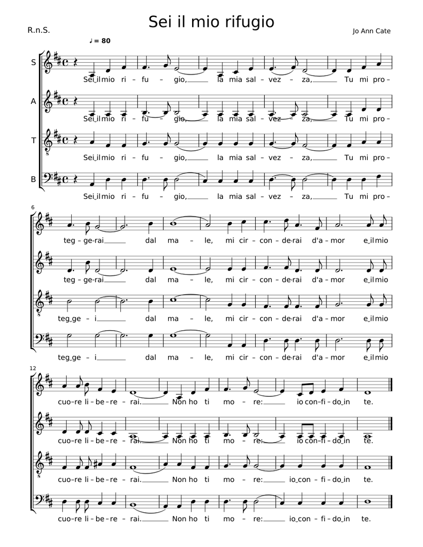 Sei il mio rifugio Sheet music for Voice | Download free in PDF or MIDI ...