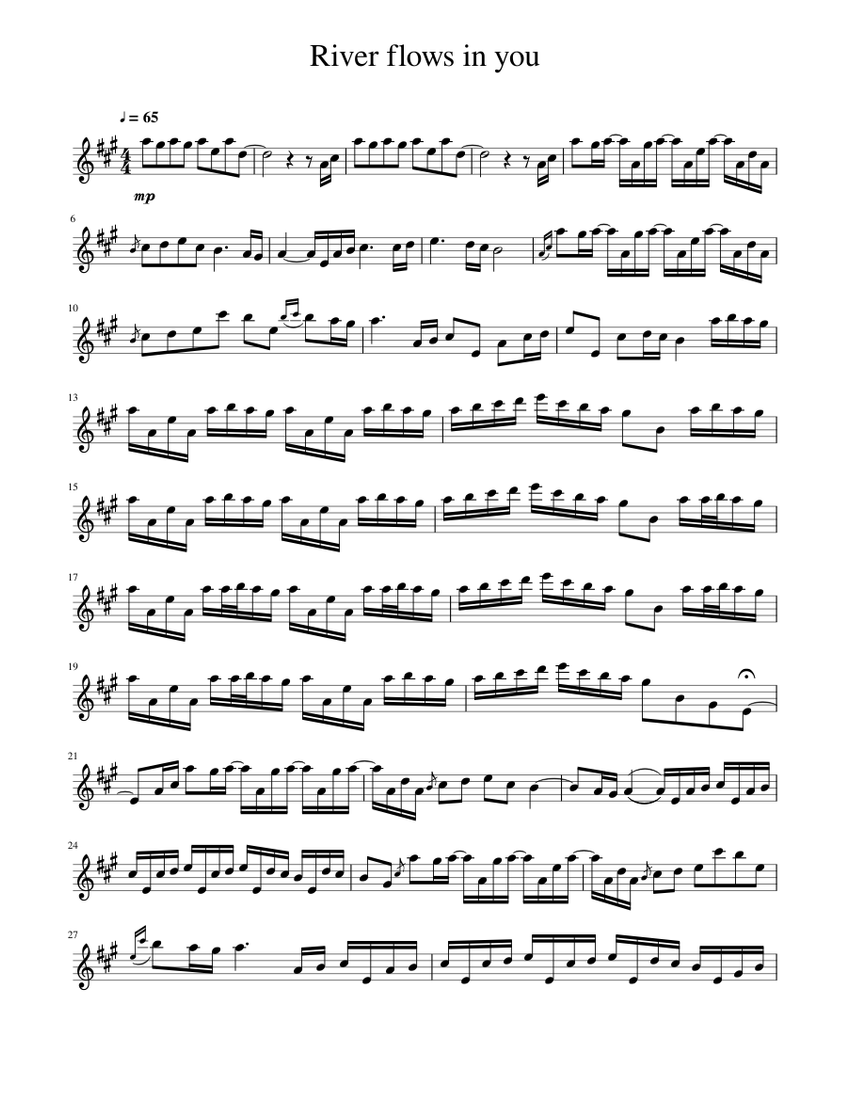 River flows in you flute Sheet music for Flute (Solo) | Musescore.com